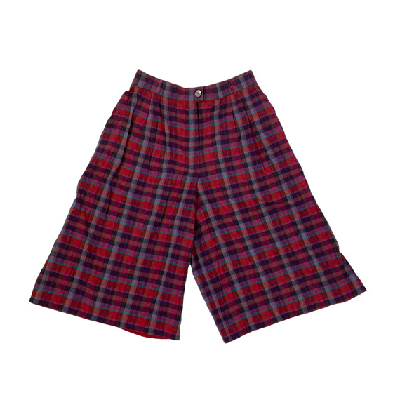 Vintage | Shorts | Vintage 9s Jaeger Red And Purple Plaid Mid Length ...